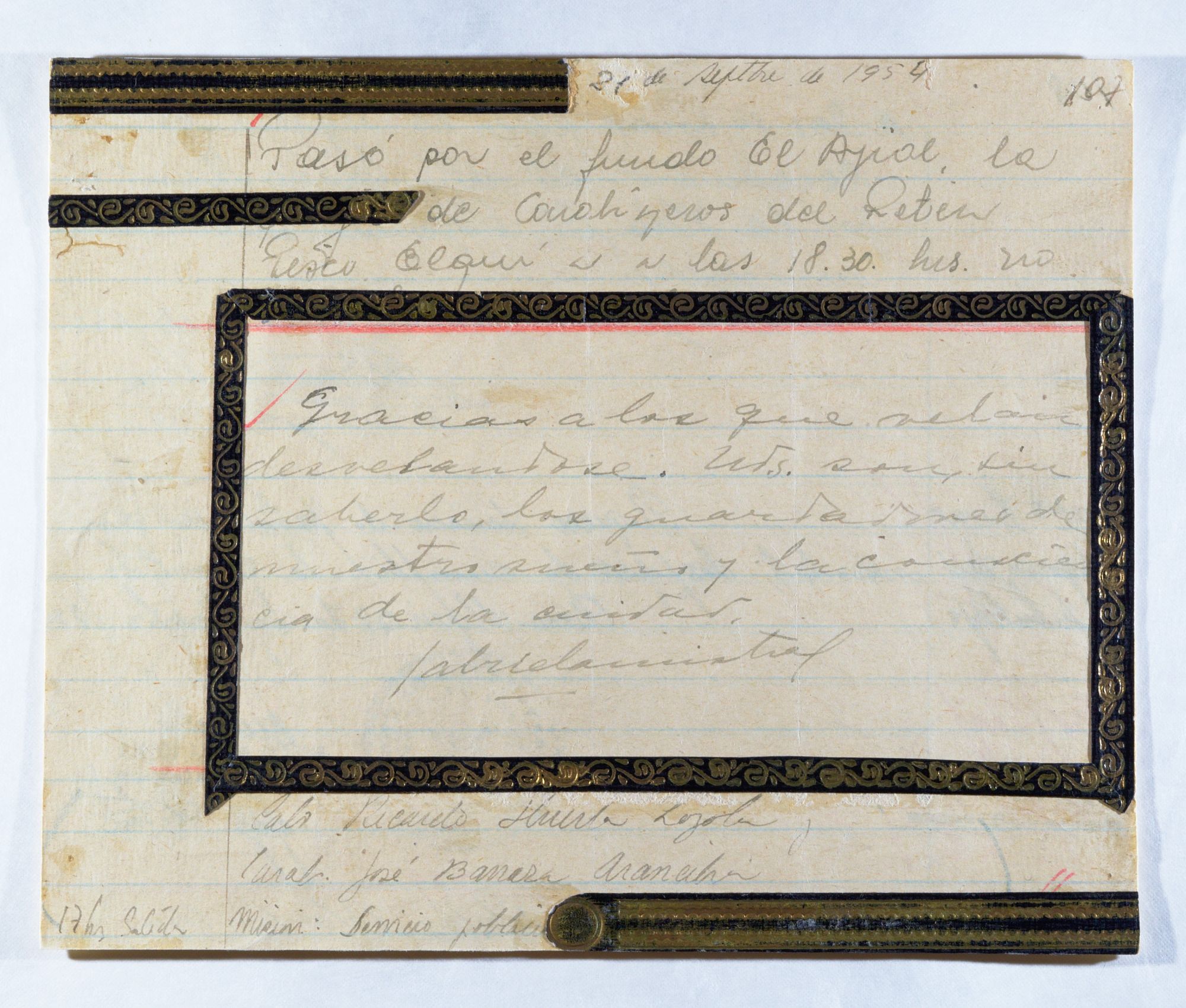 Texto manuscrito Gabriela Mistral | Colección MHC